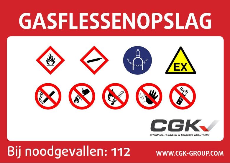 CGK | Waarschuwingsbord gasflessen Nederlands