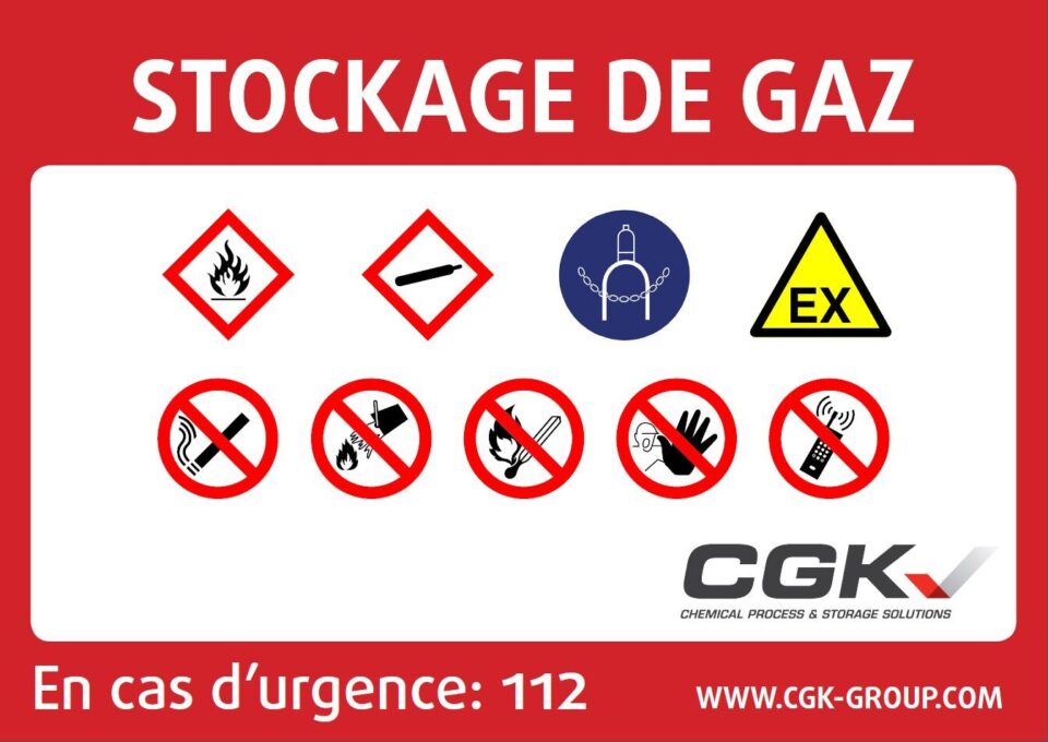 CGK | Panneau d’avertissement pour bouteilles de gaz en français