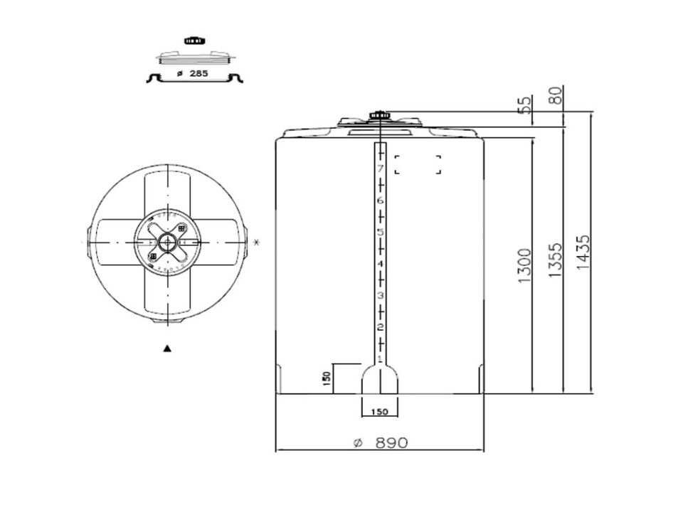 Single-walled storage tank - 890x1470mm (Ø x H), 810l | CGK Group
