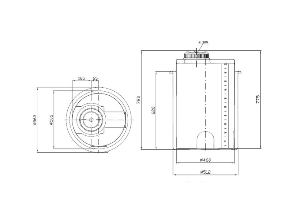 Storage tank with open collection tank, 565x780mm - 115l | CGK Group