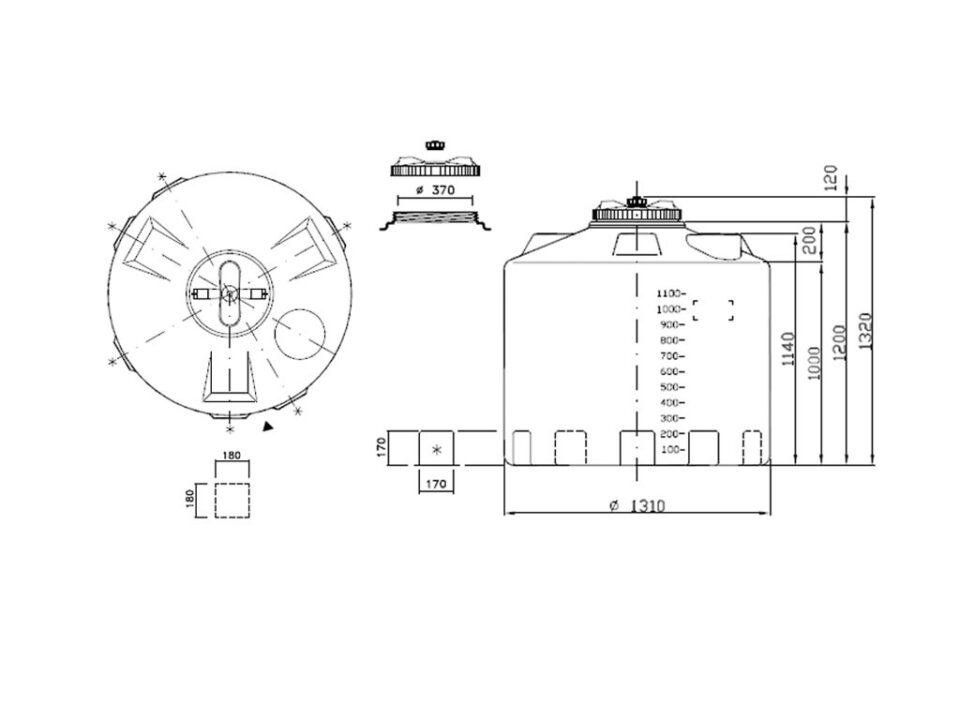 Single-walled storage tank - 1310x1320mm (Ø x H), 1425l | CGK Group
