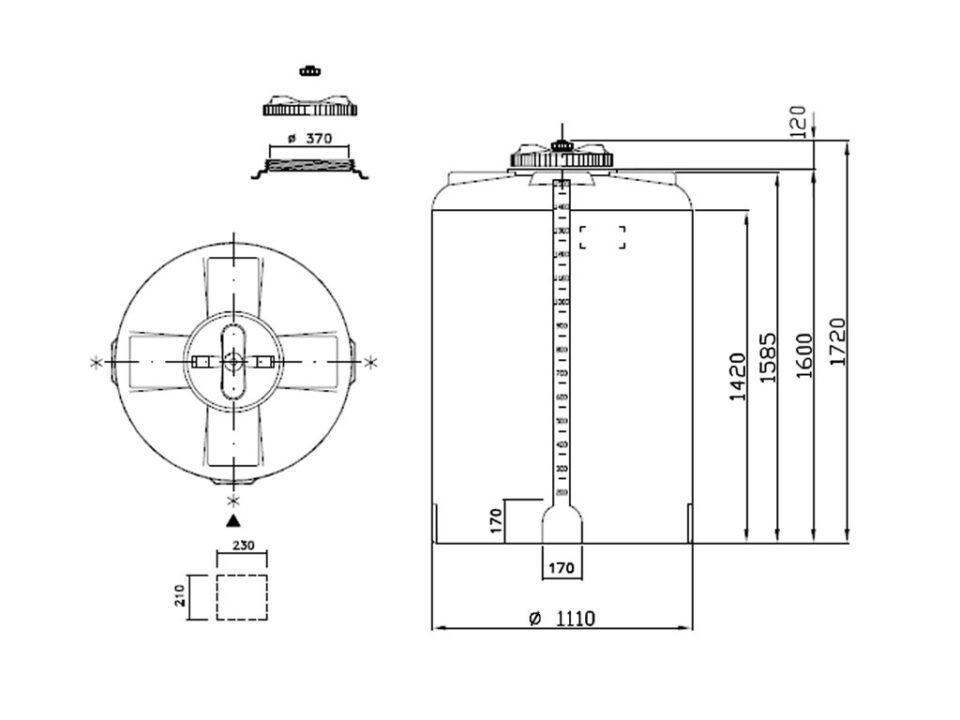 Single-walled storage tank - 1110 x 1720mm (Ø x H), 1475l | CGK Group