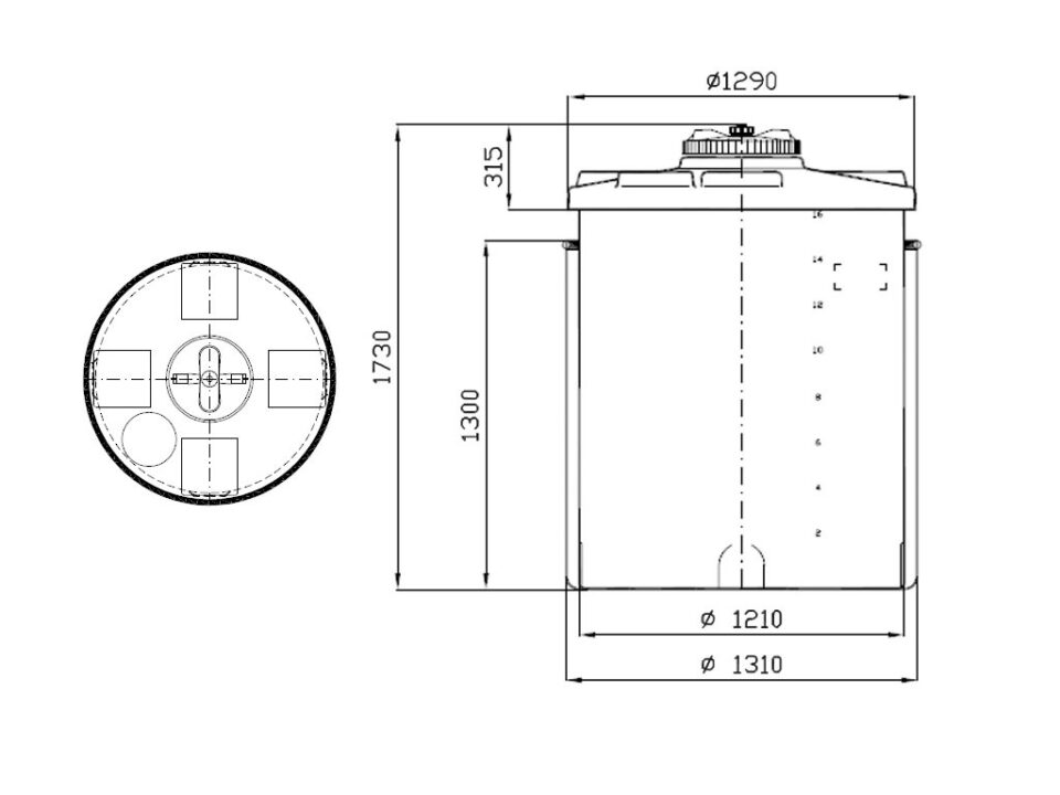 Storage tank with open collection tank, 1310x1730mm -… | CGK Group