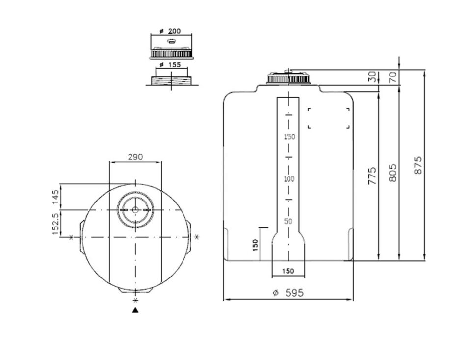 Single-walled storage tank - 595x875mm (Ø x H) , 215l | CGK Group