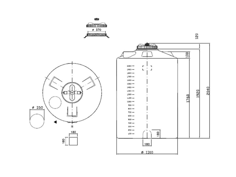 Single-walled storage tank - 1310x2040mm (Ø x H), 2370l | CGK Group