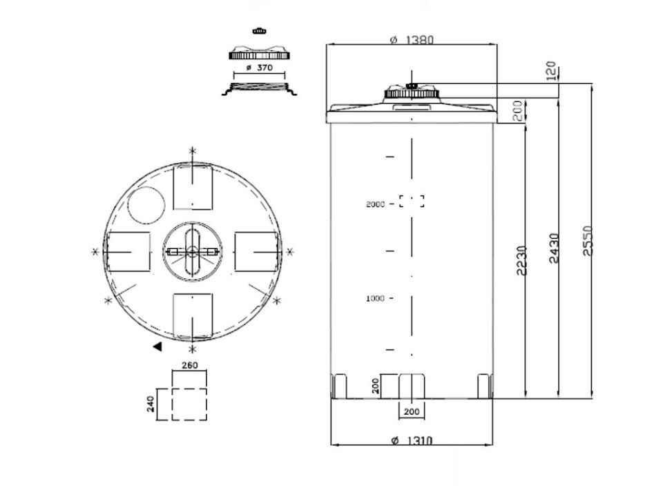 Single-walled storage tank - 1380x2250mm (Ø x H), 3050l | CGK Group