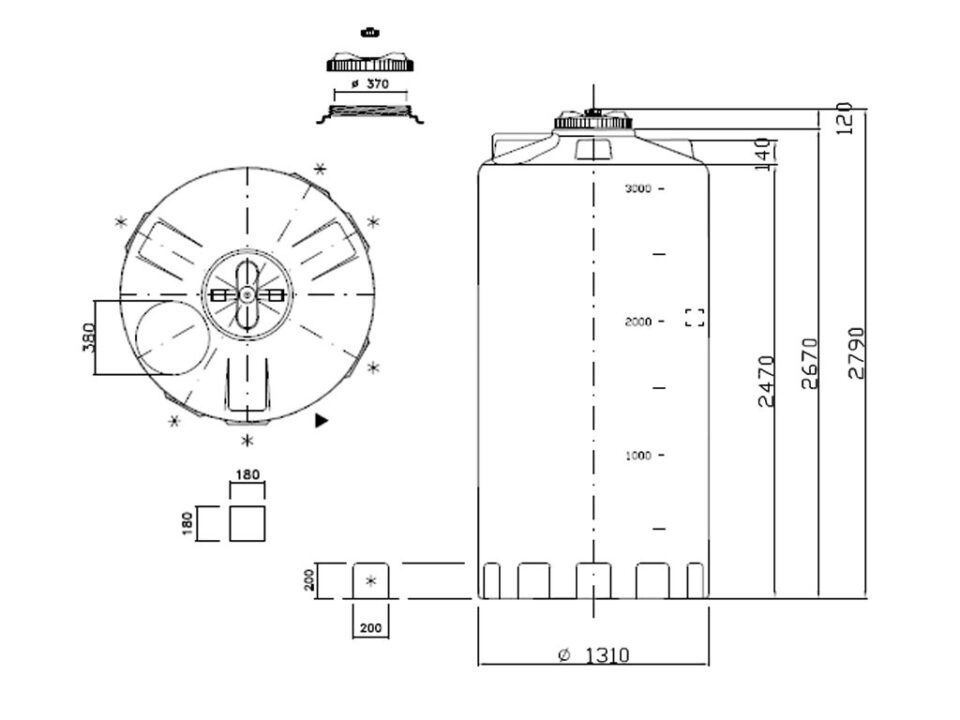 Single-walled storage tank - 1310x2700mm (Ø x H), 3200l | CGK Group