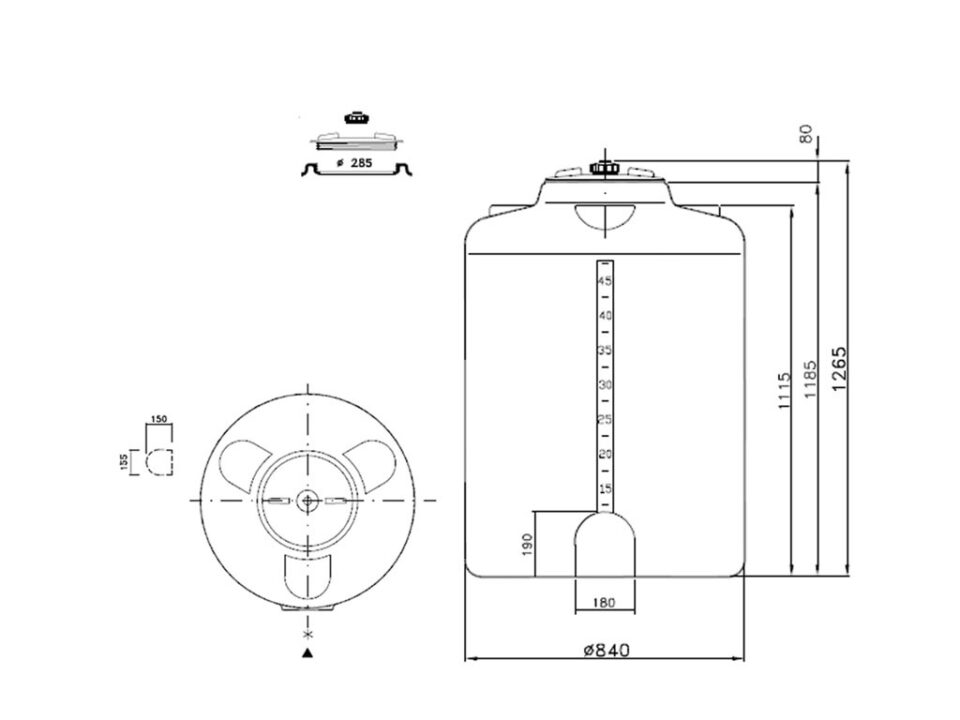 Single-walled storage tank - 840x1265mm (Ø x H), 565l | CGK Group