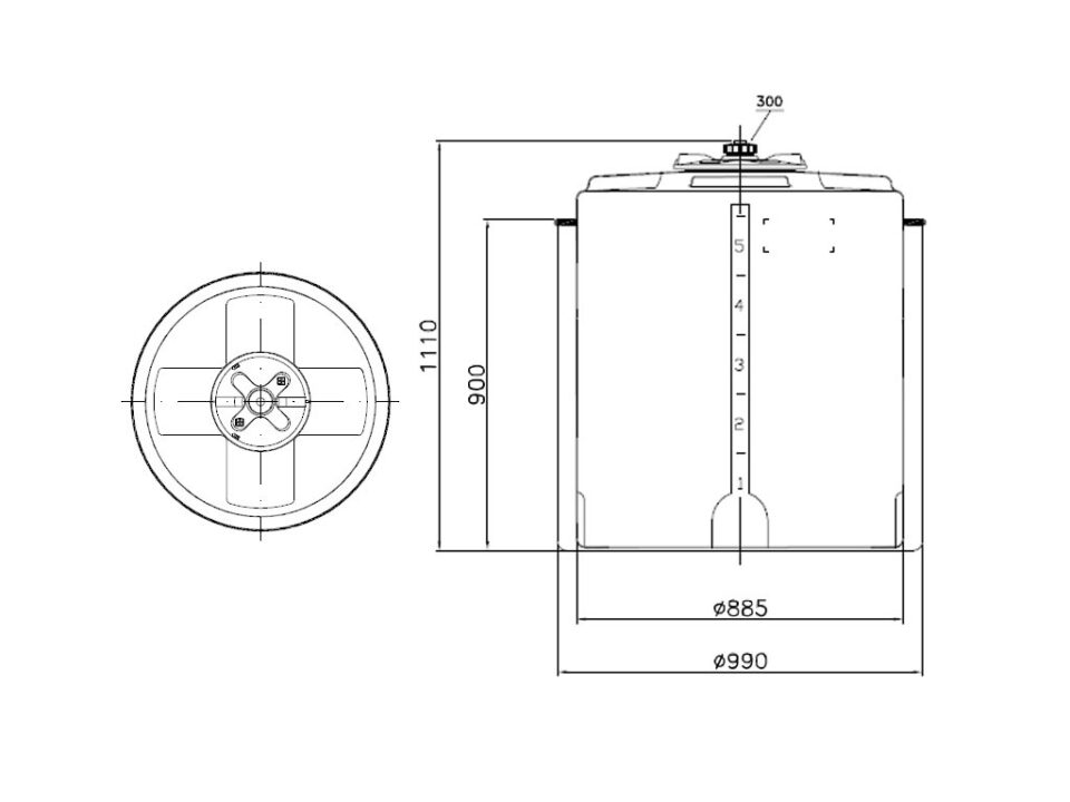 Storage tank with open collection tank, 990x1110mm - 600l | CGK Group